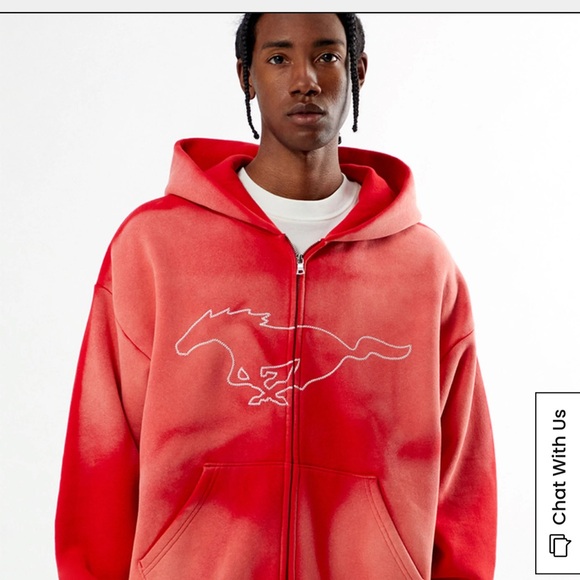 PacSun | Jackets & Coats | Iso Pacsun Red Hoodie Mustang Logo Ford ...